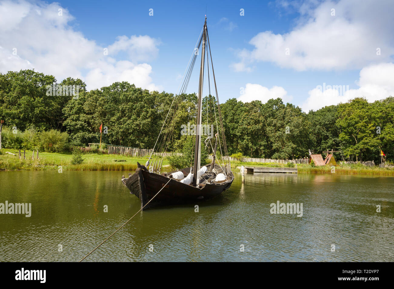 The medieval boat in The Middle Ages Center, the experimental living ...