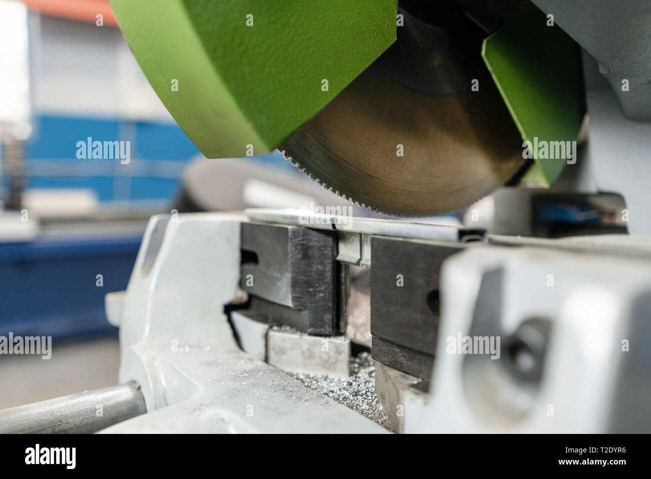 Circular saw machine. Cutting a metal and steel with with sharp ...