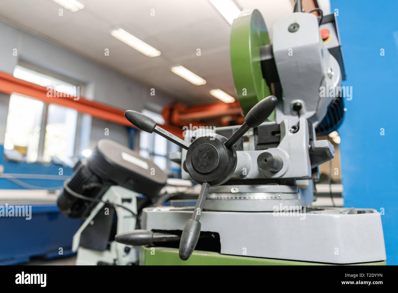 Circular saw machine. Cutting a metal and steel with with sharp ...