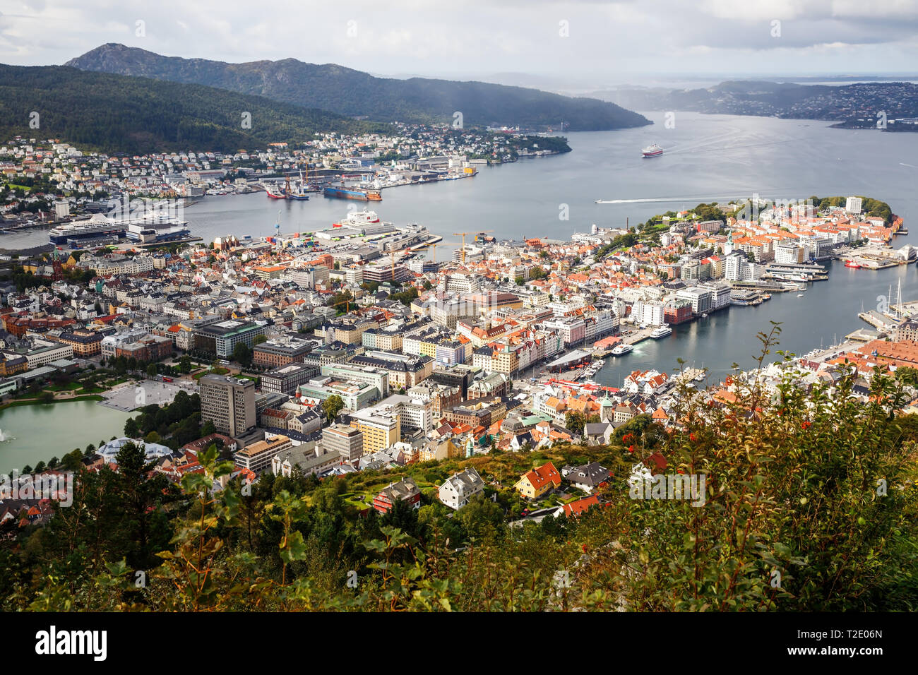 Top view of Bergen city in Norway Stock Photo - Alamy