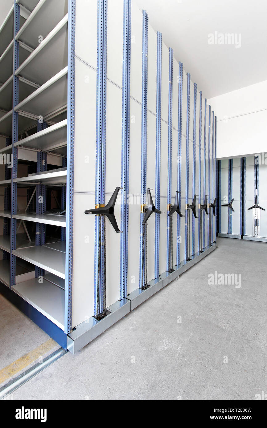 Rolling Hand Crank Storage Shelving Roller Racks Archive Stock Photo ...