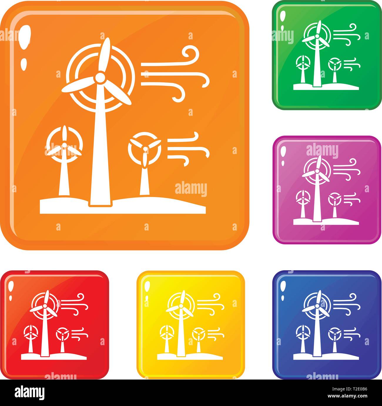 Wind turbine icons set vector color Stock Vector Image & Art - Alamy