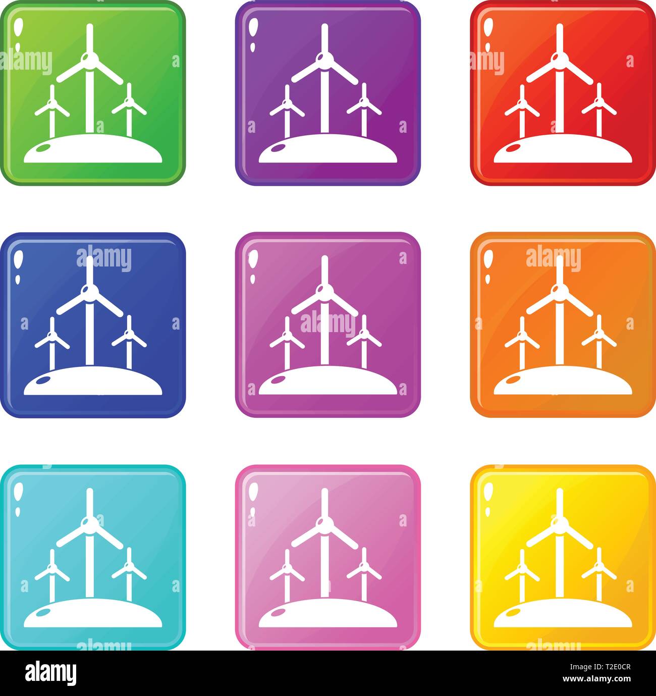 Energy windmill icons set 9 color collection Stock Vector Image & Art ...