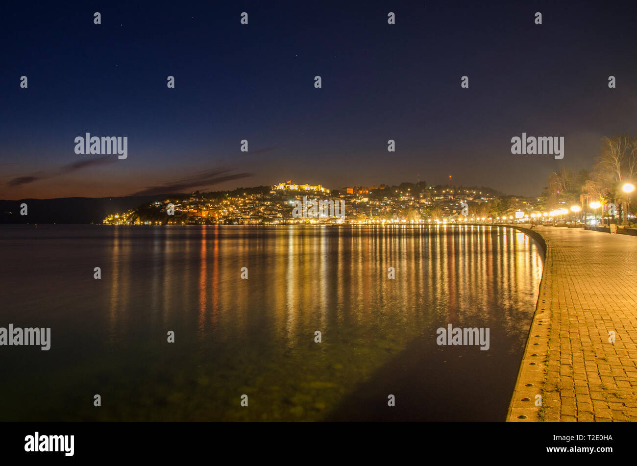 Ohrid, Macedonia – Night scene – Ohrid Lake Stock Photo - Alamy