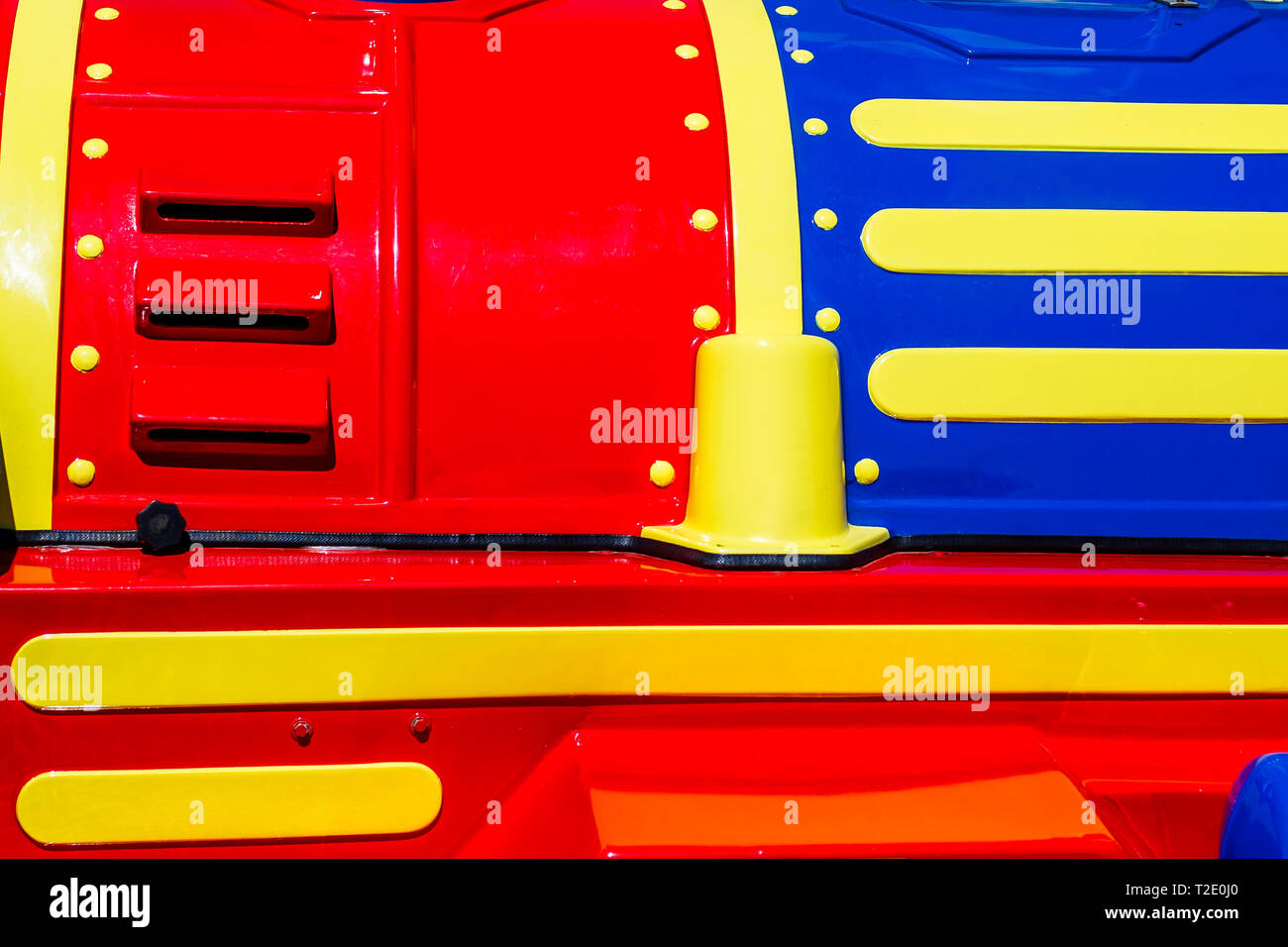 Messina, Sicily, Italy, A closeup of a colourful road train that takes ...