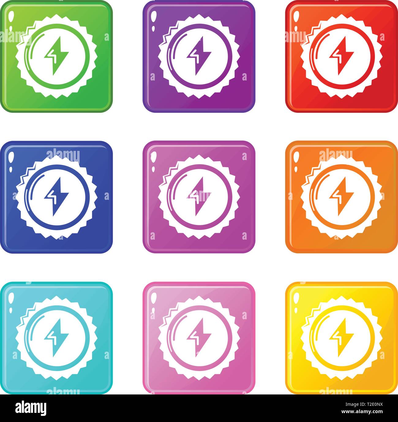 Energy drink bottle cap icons set 9 color collection Stock Vector Image ...