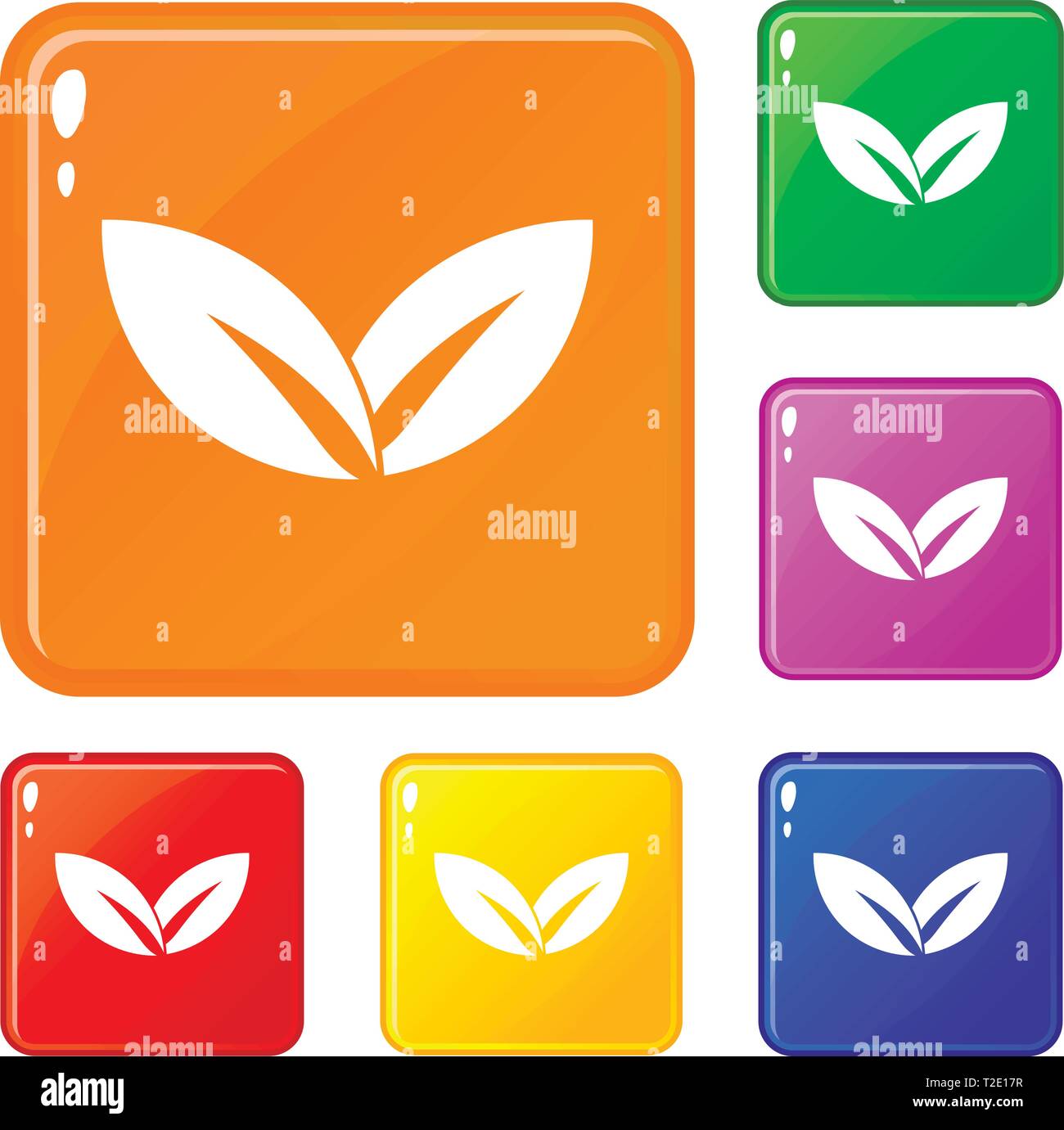 Eco leaf battery icons set vector color Stock Vector Image & Art - Alamy