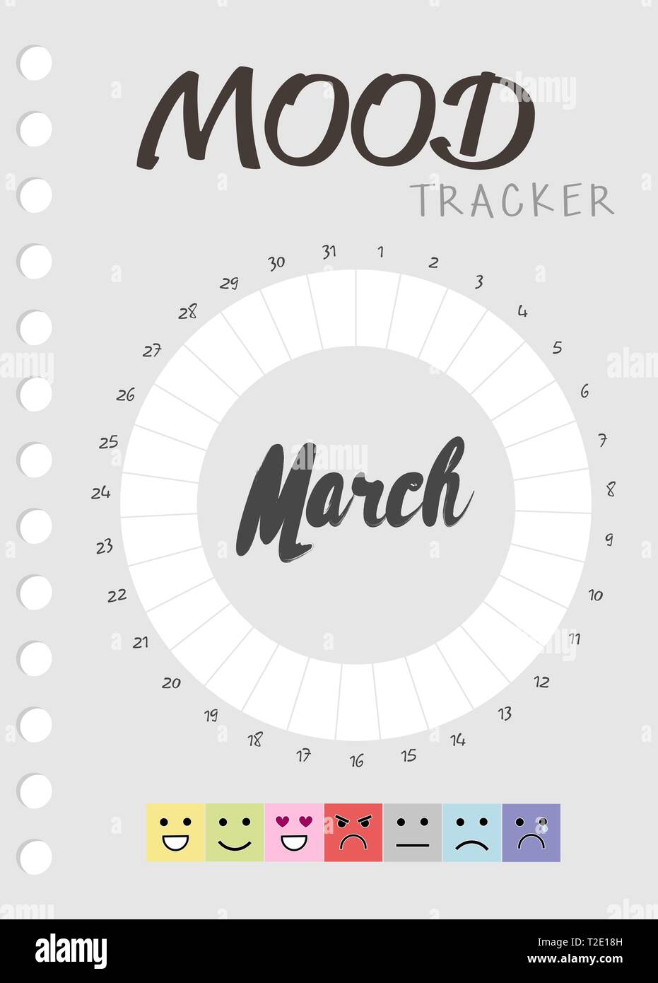 Mood diary for a month. mood tracker calendar. keeping track of ...