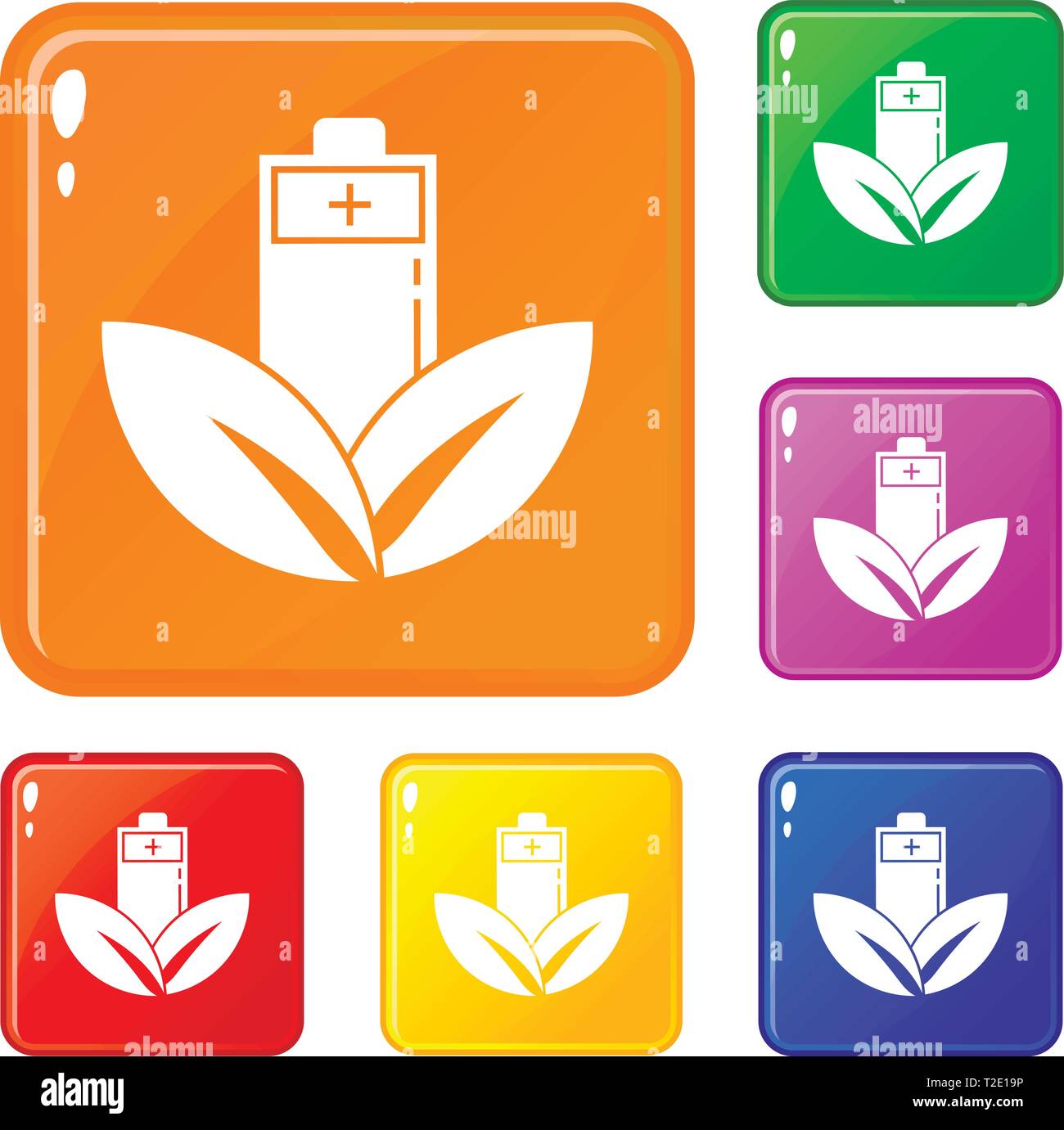 Double leaf icons set vector color Stock Vector Image & Art - Alamy