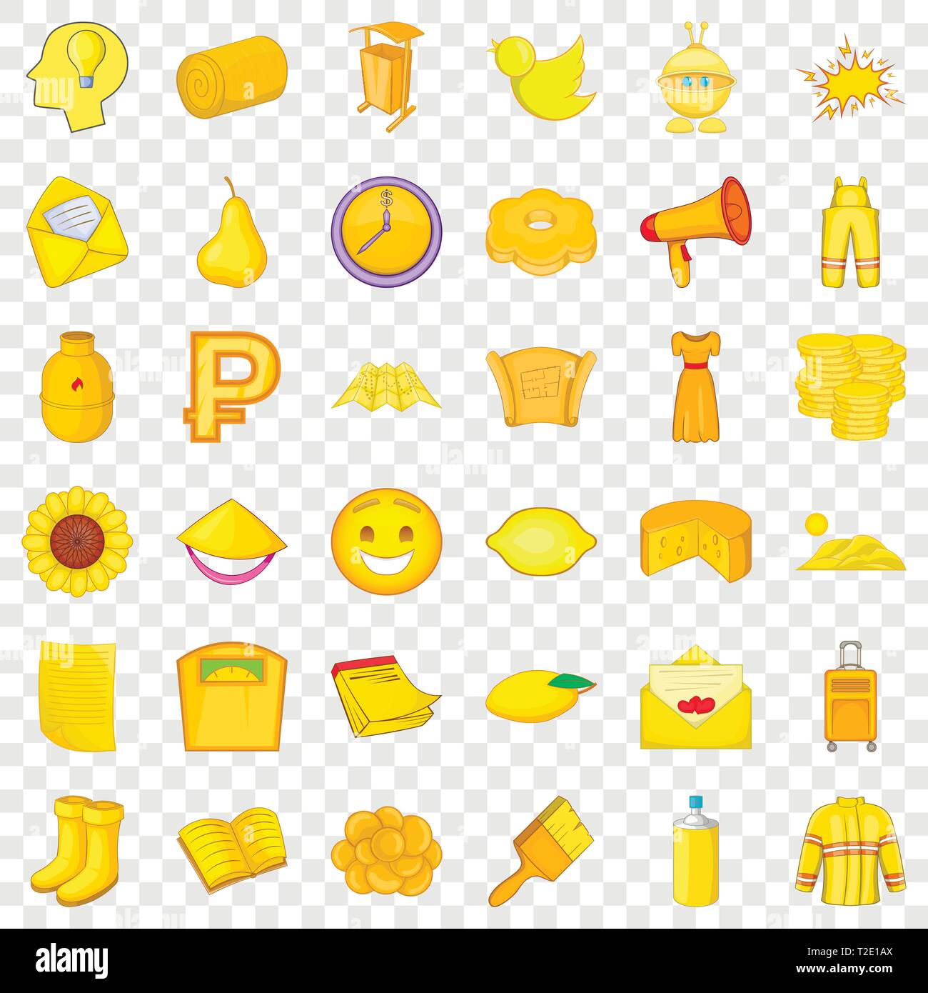 Yellow thing icons set, cartoon style Stock Vector Image & Art - Alamy