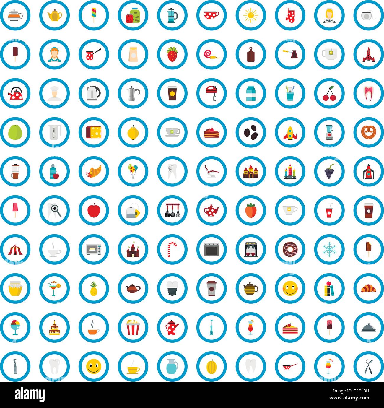100 pastry icons set, flat style Stock Vector Image & Art - Alamy