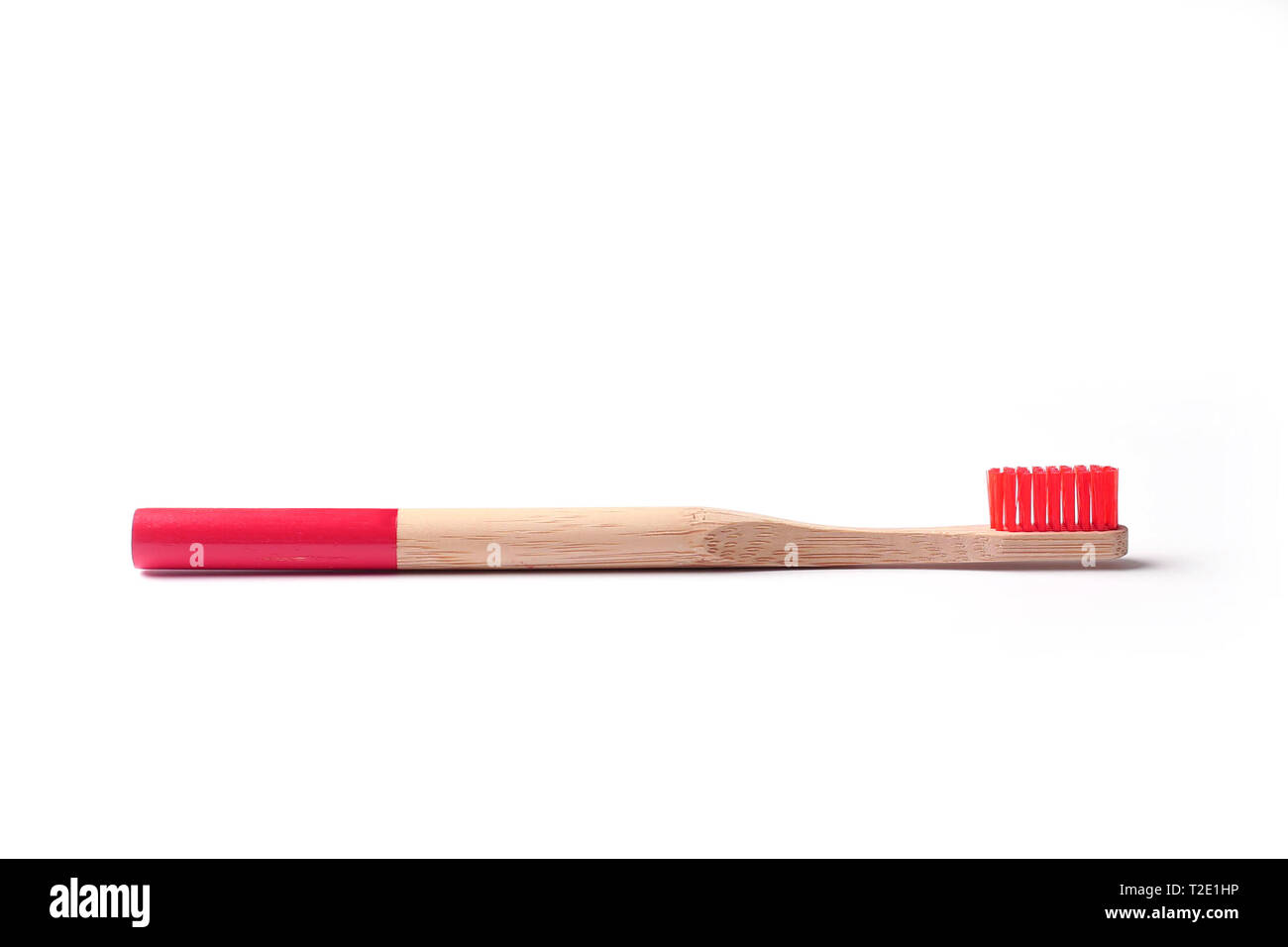 Red Bamboo toothbrush isolated on white background ECO friendly natural ...