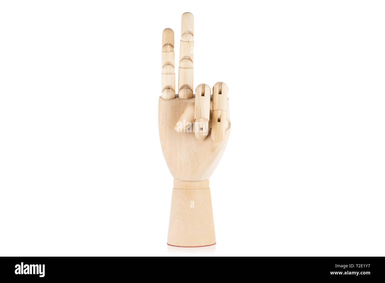 Two fingers are up. deaf sign language isolated on white background ...