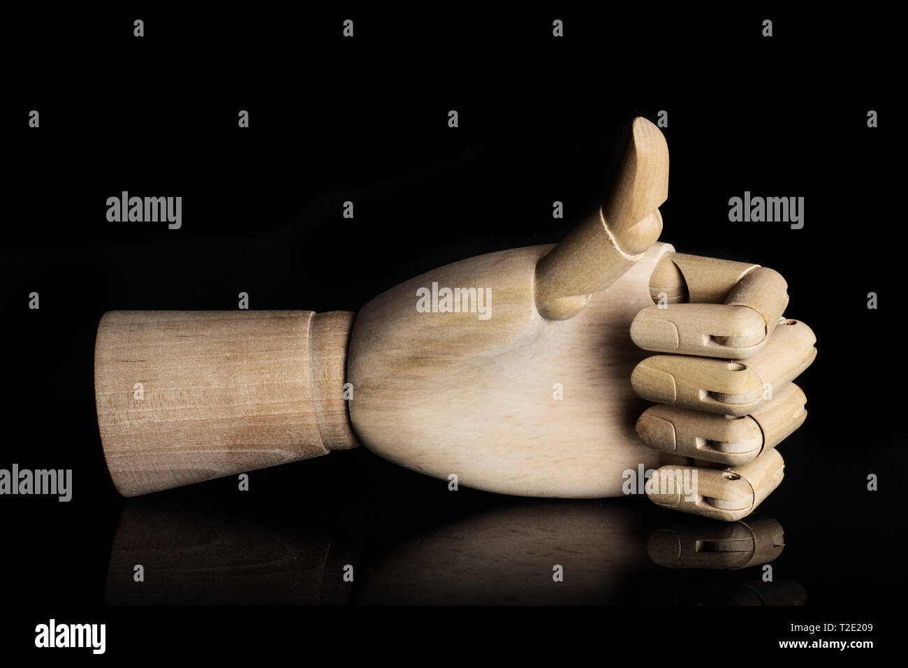 Good. open fist. deaf sign language isolated on black glass Stock Photo ...
