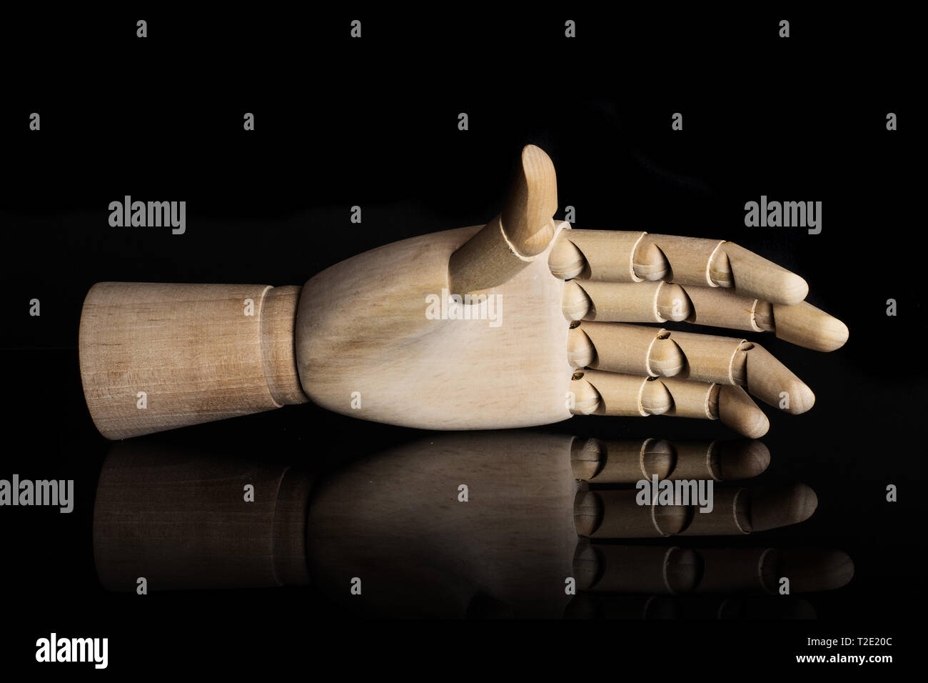 Sufficing open hand. deaf sign language isolated on black glass Stock ...