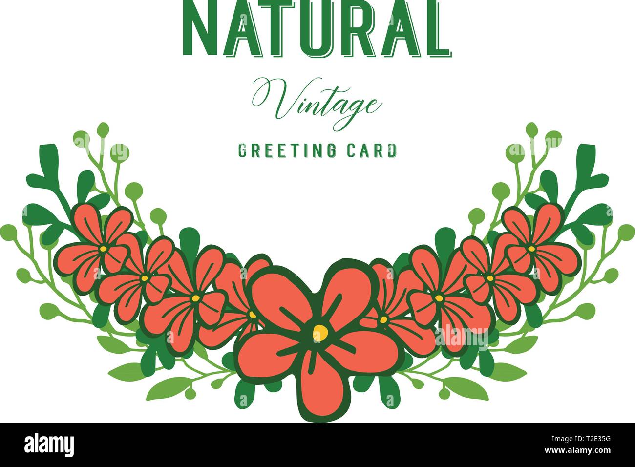 Vector illustration orange flower frame with card natural vintage hand ...