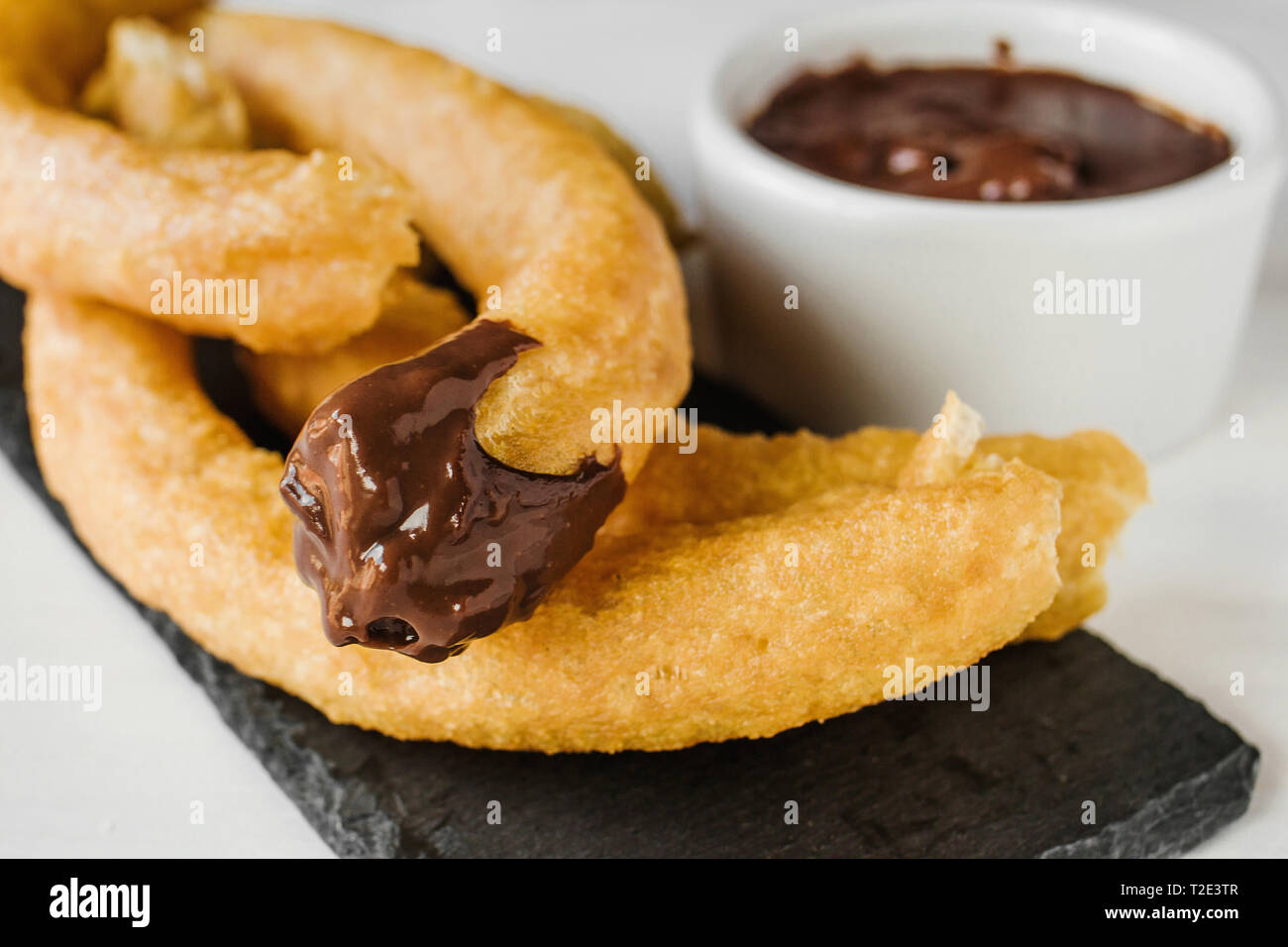 Churros porras and Chocolate Spain Stock Photo - Alamy