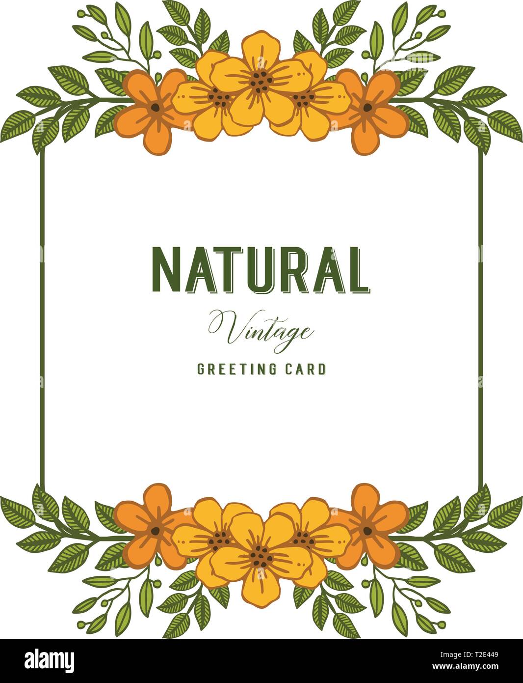 Vector illustration various shape orange flower frame for invitation ...