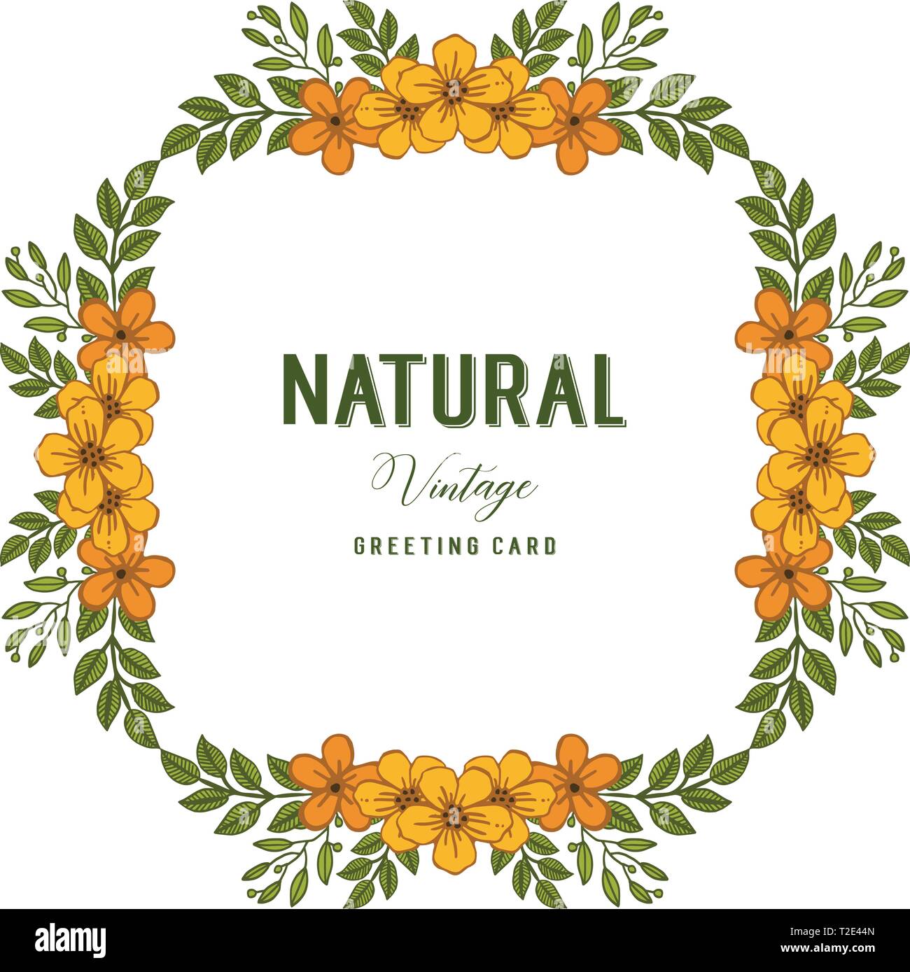 Vector illustration various shape orange flower frame for invitation ...