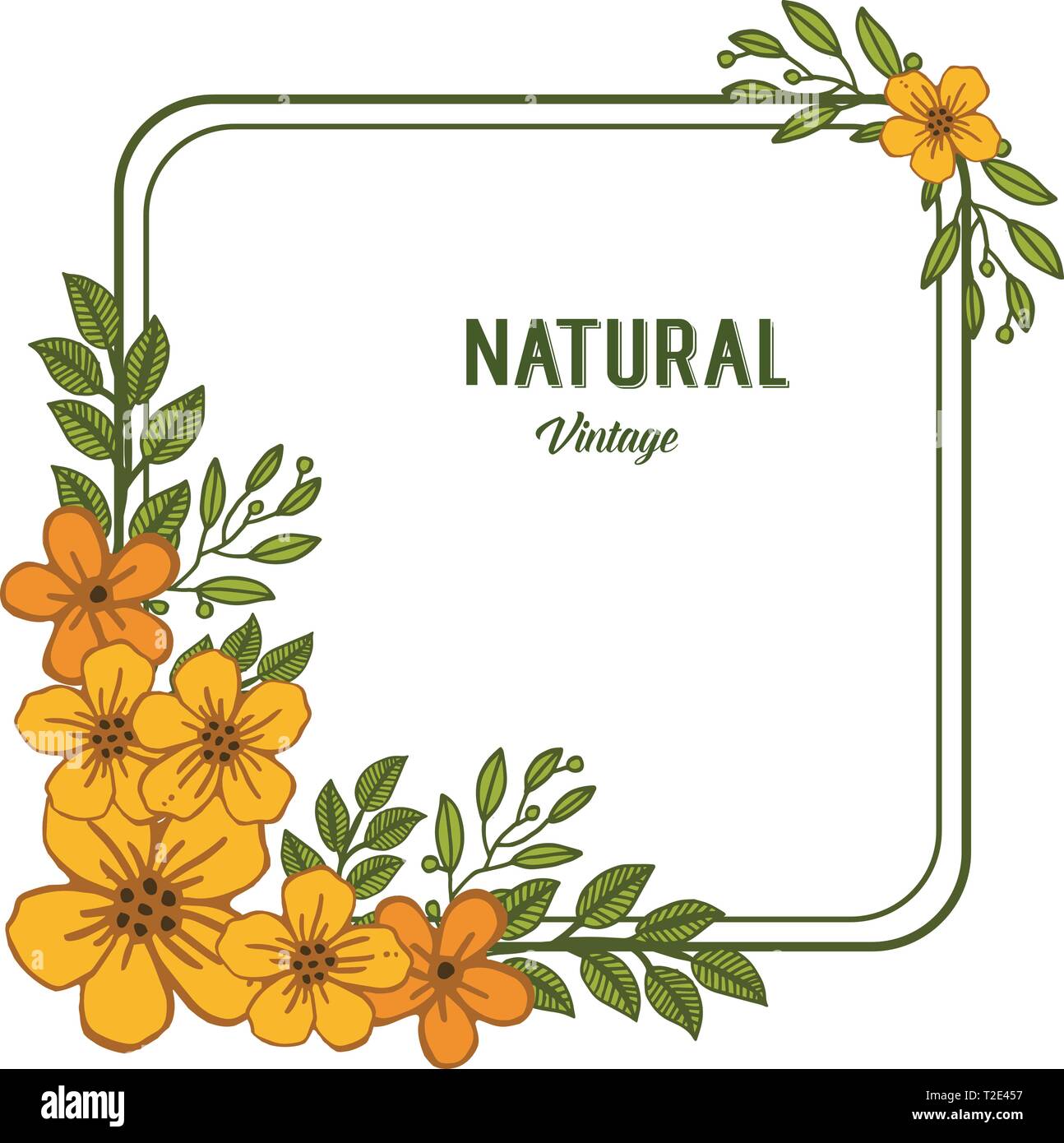 Vector illustration various shape orange flower frame for invitation ...