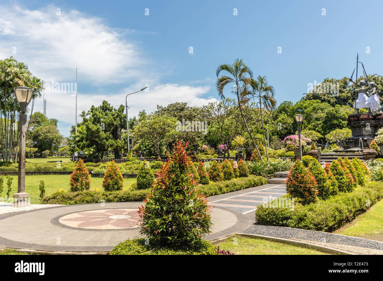 Fountain at Lapangan Puputan Badung or Puputan garden, Denpasar, Bali ...
