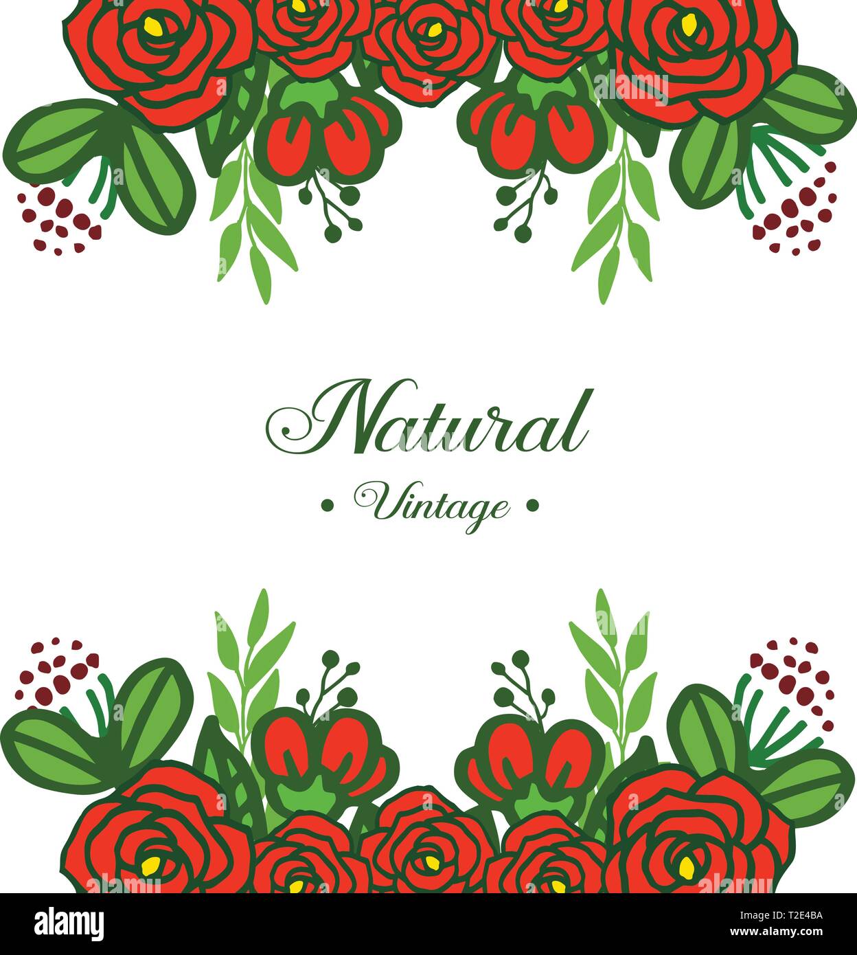 Vector illustration design artwork red rose flower frame for card of ...