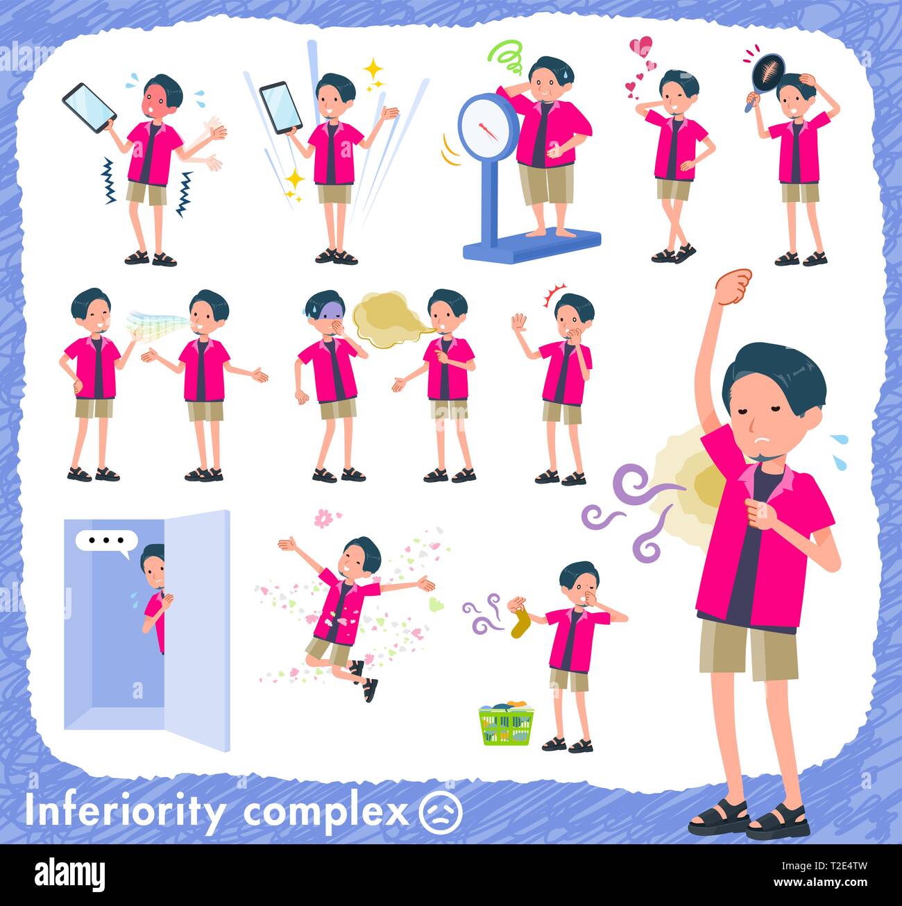 A set of young man on inferiority complex.There are actions suffering ...