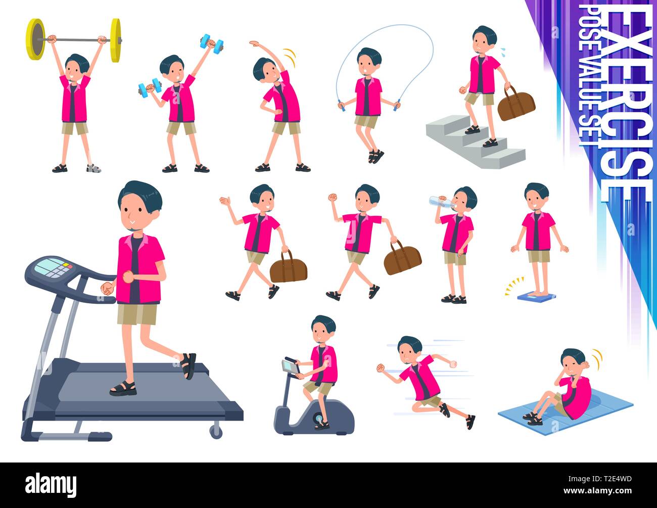 A set of young man on exercise and sports.There are various actions to ...