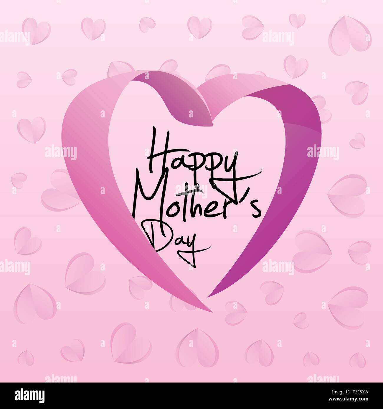 happy mothers day heart love ribbon background vector illustration ...