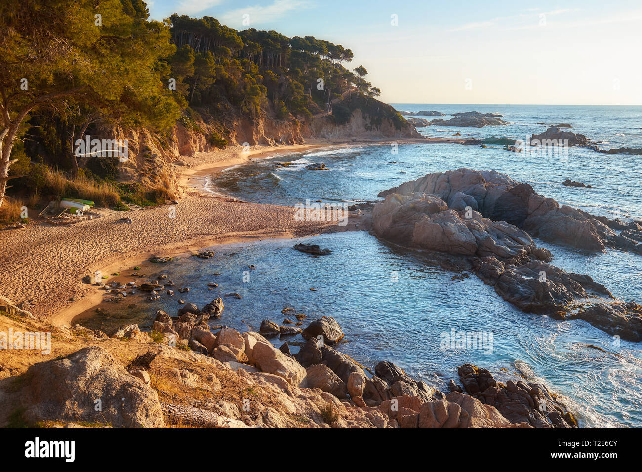 Aerial landscape picture from a Spanish Costa Brava in a sunny day ...