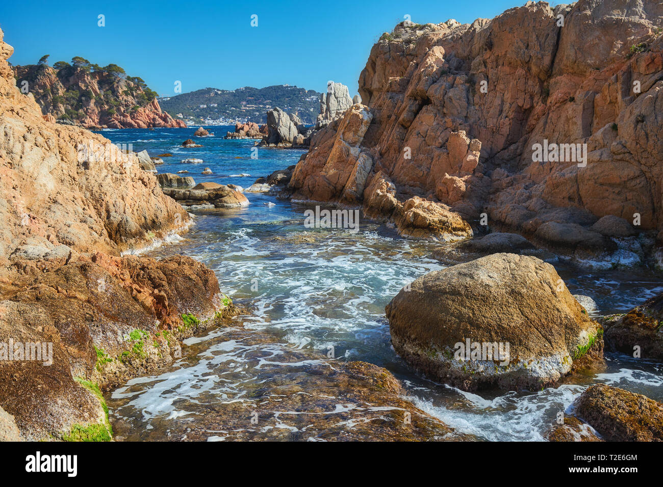 Aerial landscape picture from a Spanish Costa Brava in a sunny day ...