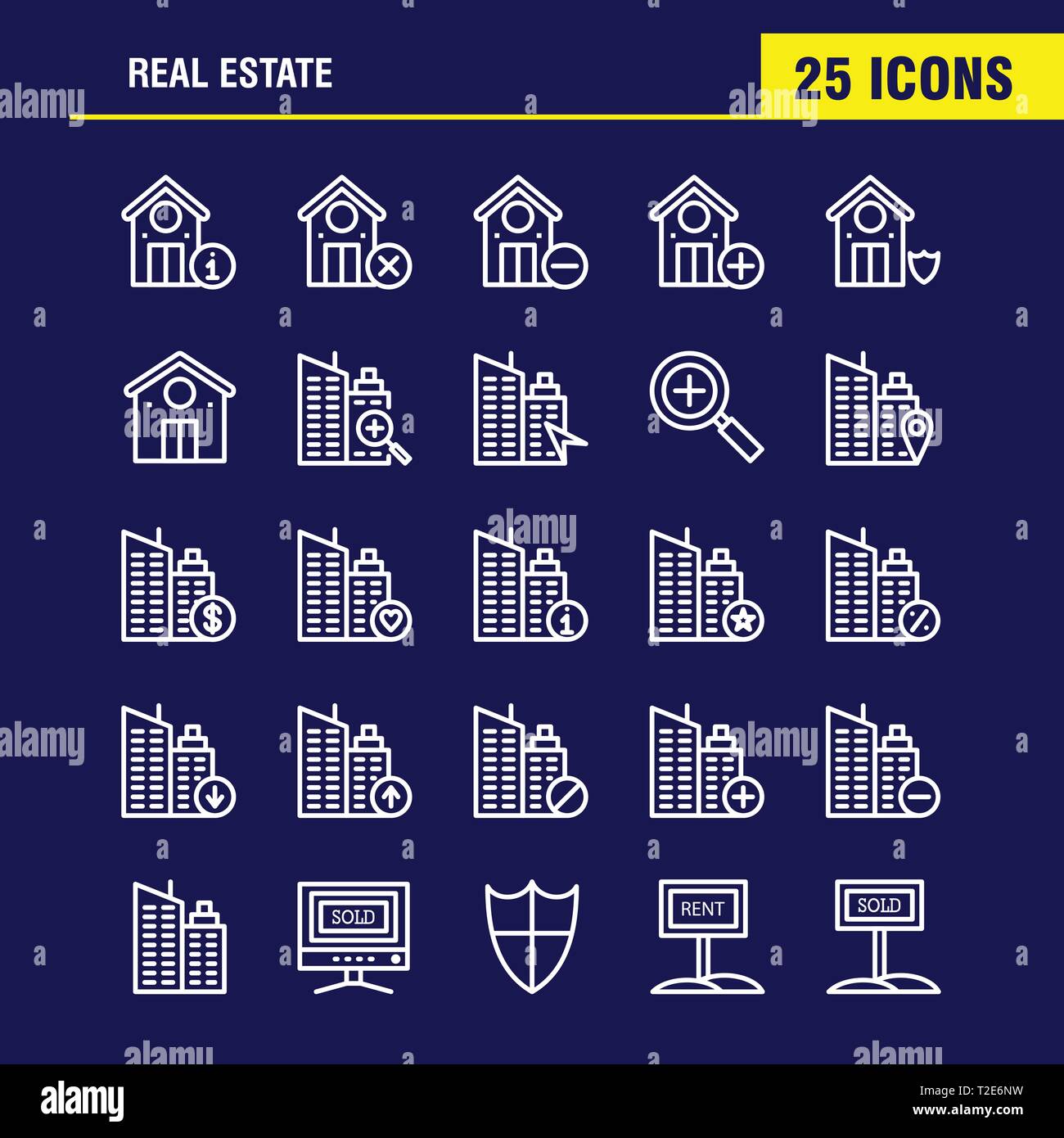 Real Estate Line Icon Pack For Designers And Developers. Icons Of Real ...