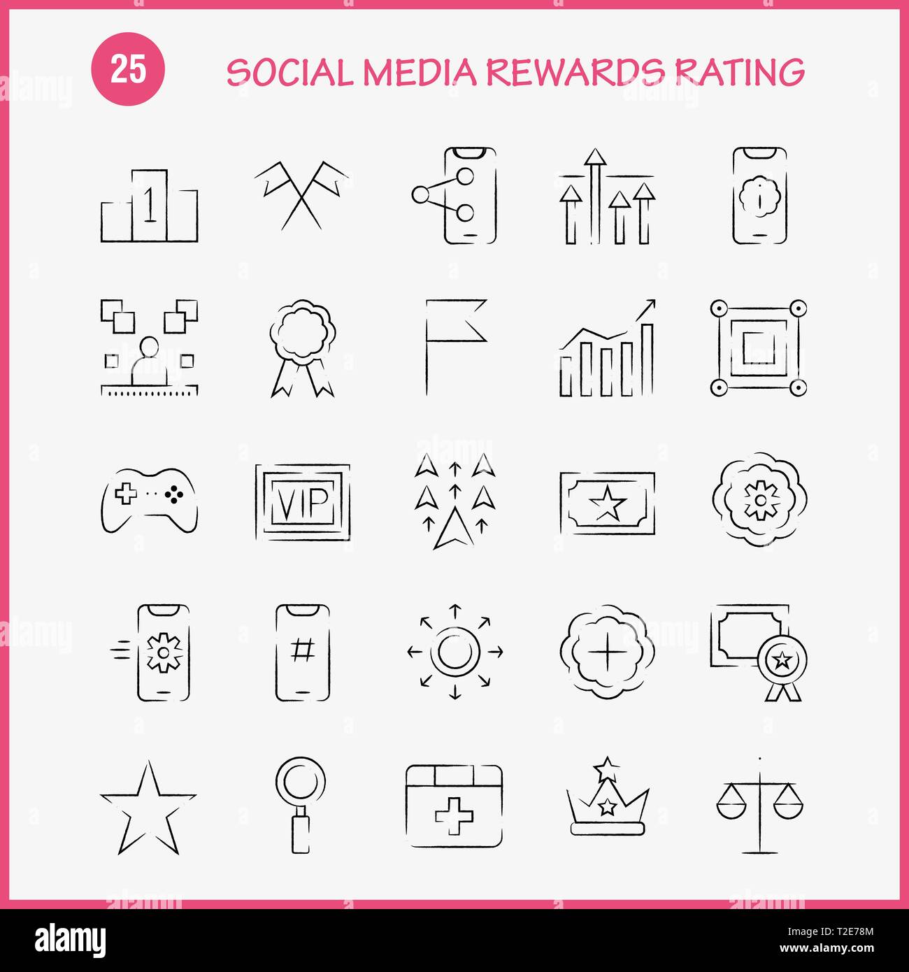 Social Media Rewards Rating Hand Drawn Icon Pack For Designers And ...
