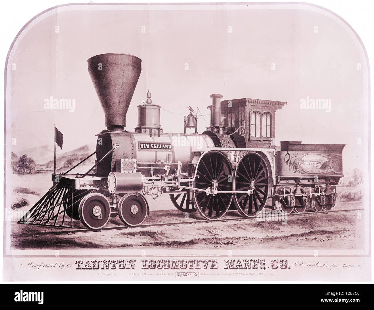 Eight wheeled locomotive from a 19th century engraving Stock Photo - Alamy