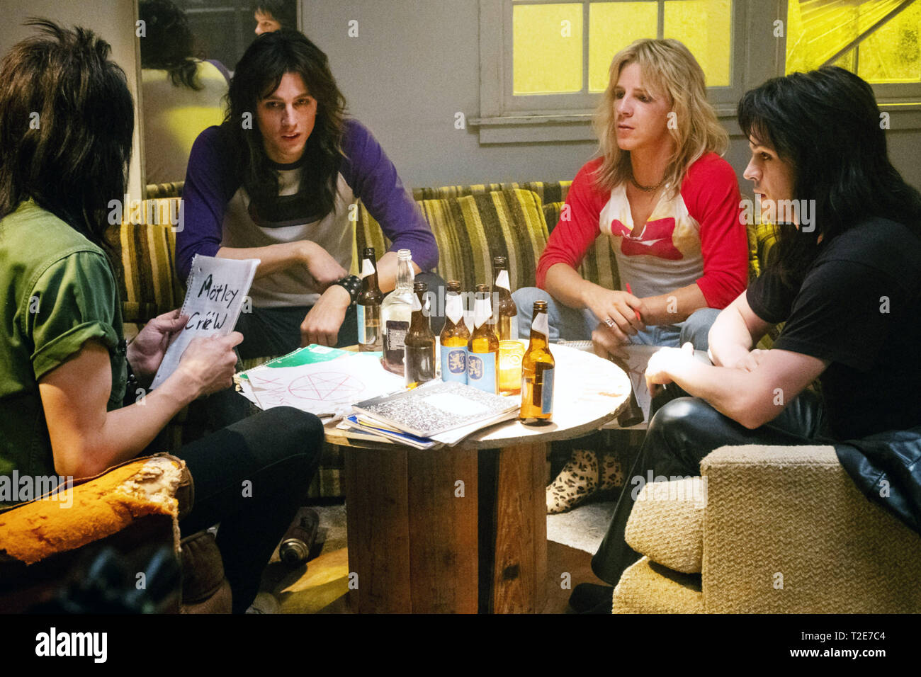 THE DIRT, from left: Douglas Booth as Nikki Sixx (back turned), Colson ...
