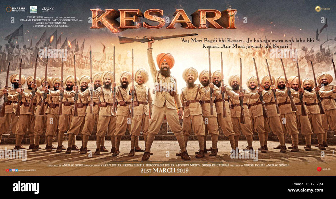 KESARI, Indian poster, Akshay Kumar (center), 2019. © Zee Studios ...