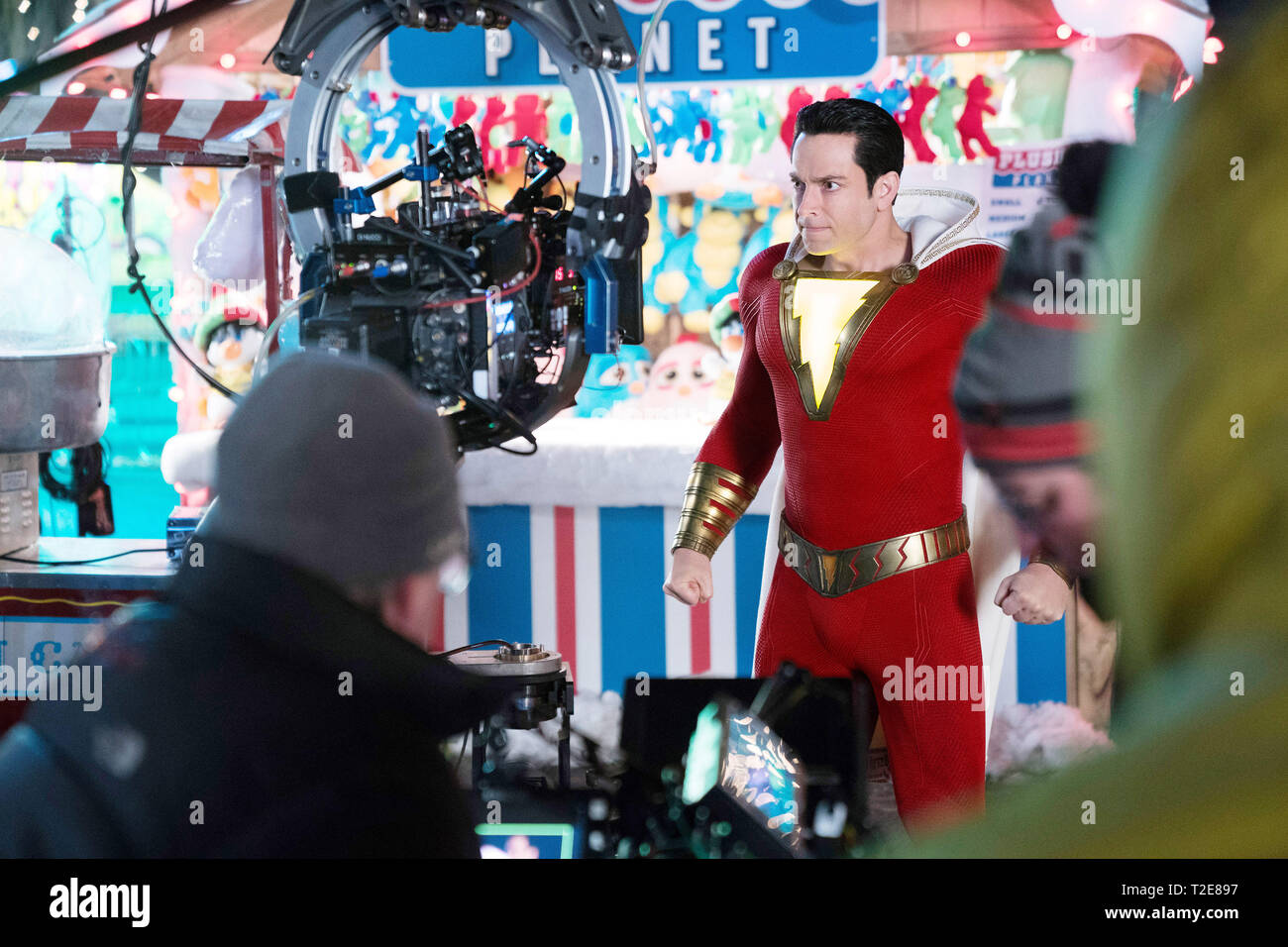 SHAZAM!, Zachary Levi (as Shazam), on-set, 2019. ph: Steve Wilkie ...