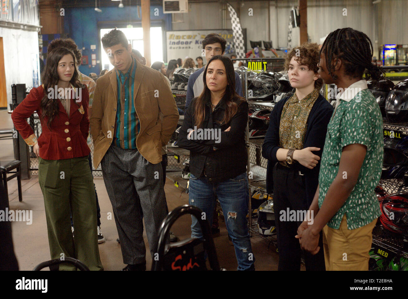 BETTER THINGS, from left: Mikey Madison, Shak Ghacha, Pamela Adlon, Hannah Alligood, Jeremy K ...