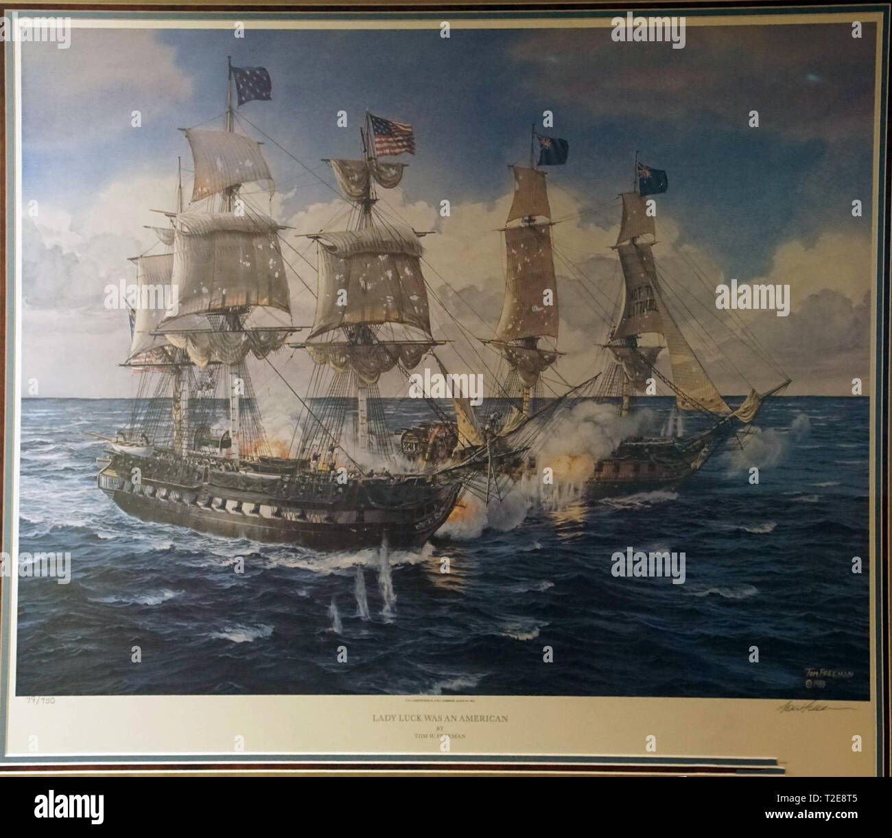 SAN DIEGO, CALIFORNIA - DEC 1, 2017 -Painting of USS Constitution in ...