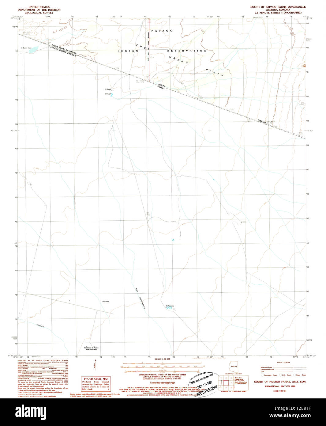 USGS TOPO Map Arizona AZ South of Papago Farms 313468 1988 24000 ...