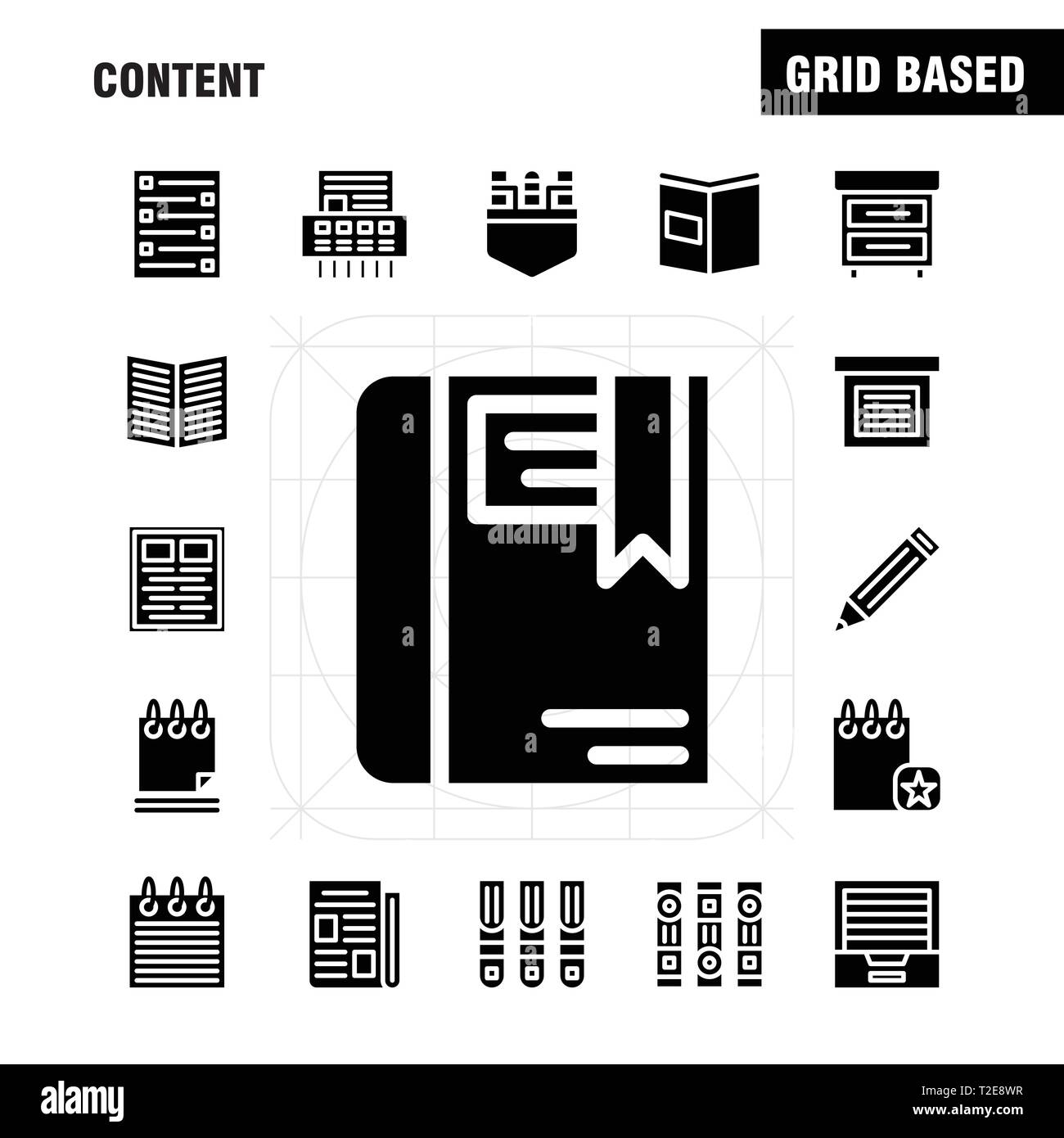 Content Solid Glyph Icon Pack For Designers And Developers. Icons Of Book, Book Mark, Content ...