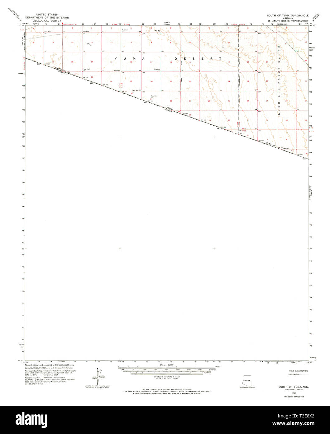 USGS TOPO Map Arizona AZ South of Yuma 315065 1964 62500 Restoration ...