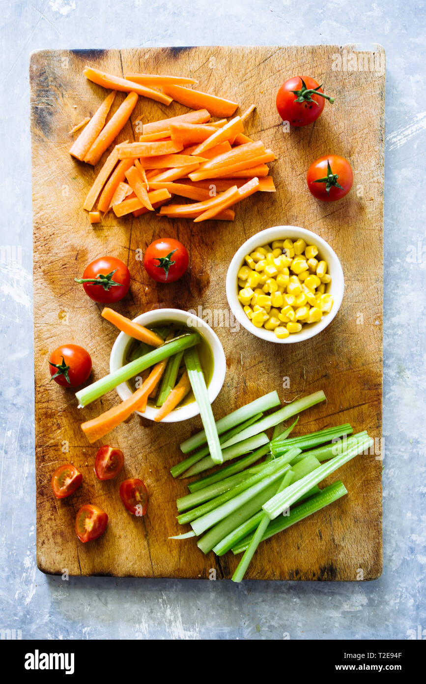 Typical italian "pinzimonio", vegetables carrots celery dipped in olive ...