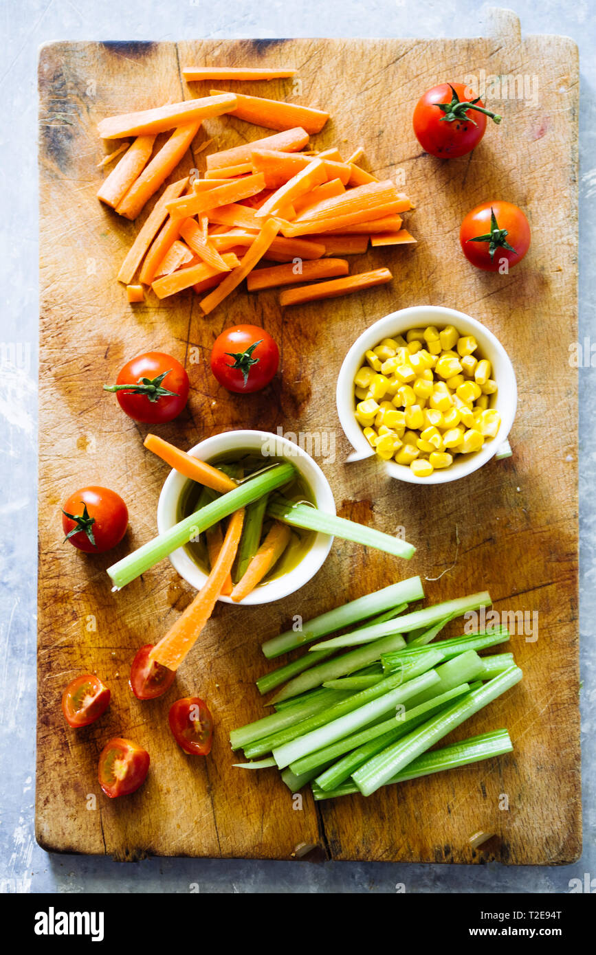 Typical italian "pinzimonio", vegetables carrots celery dipped in olive ...