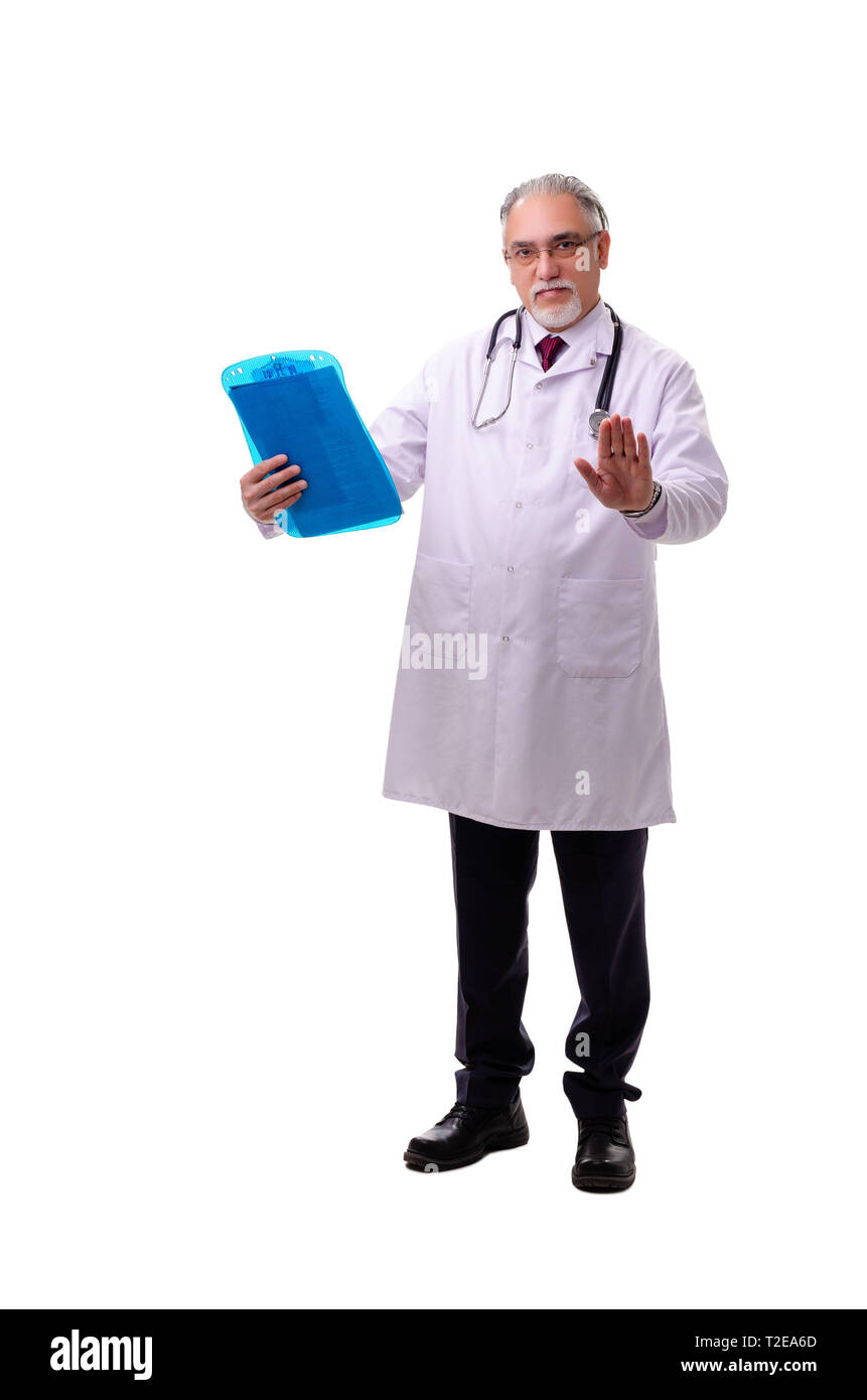 Old male doctor isolated on white Stock Photo - Alamy