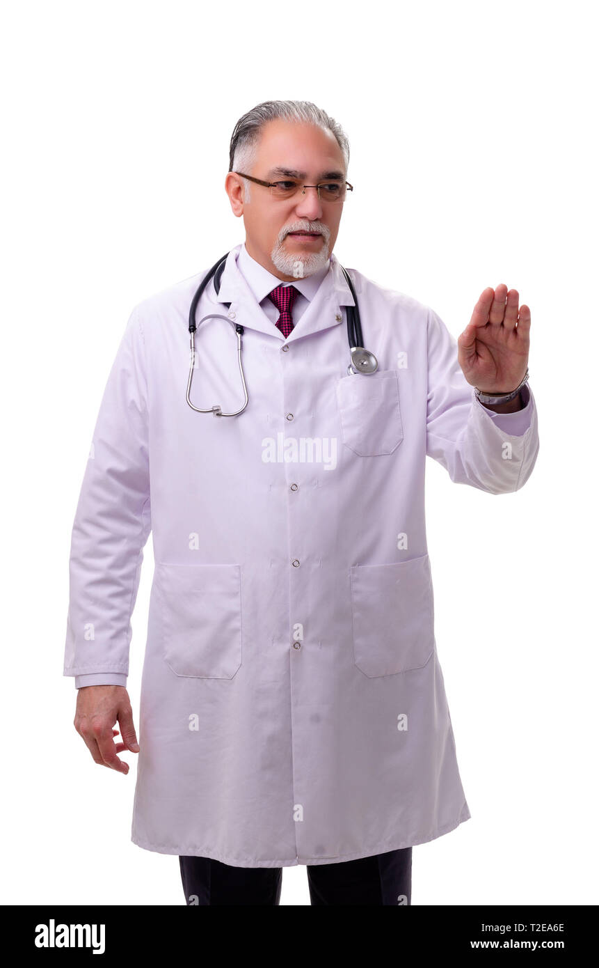 Old male doctor isolated on white Stock Photo - Alamy