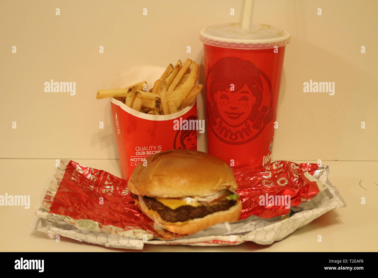 November 25 2018, London Canada: Editorial photo of of a Wendy's dave ...