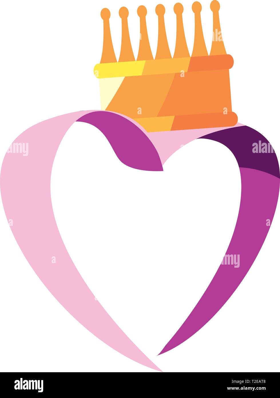 love romantic heart crown romantic vector illustration Stock Vector ...
