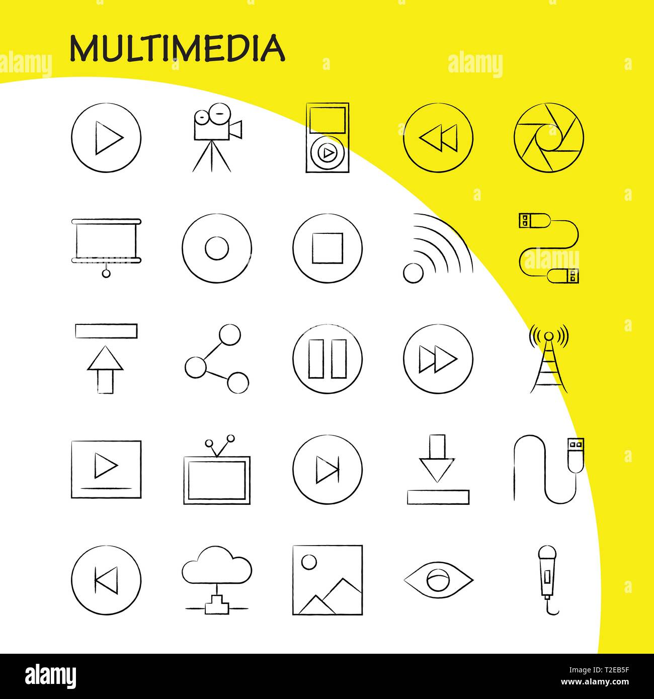 Multimedia Hand Drawn Icon for Web, Print and Mobile UX/UI Kit. Such as ...