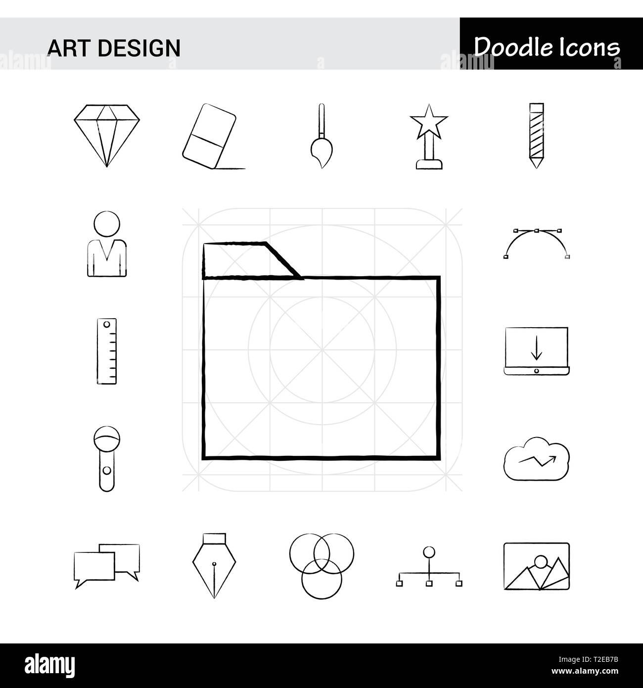 Set of 17 Art and Design hand-drawn icon set Stock Vector Image & Art ...
